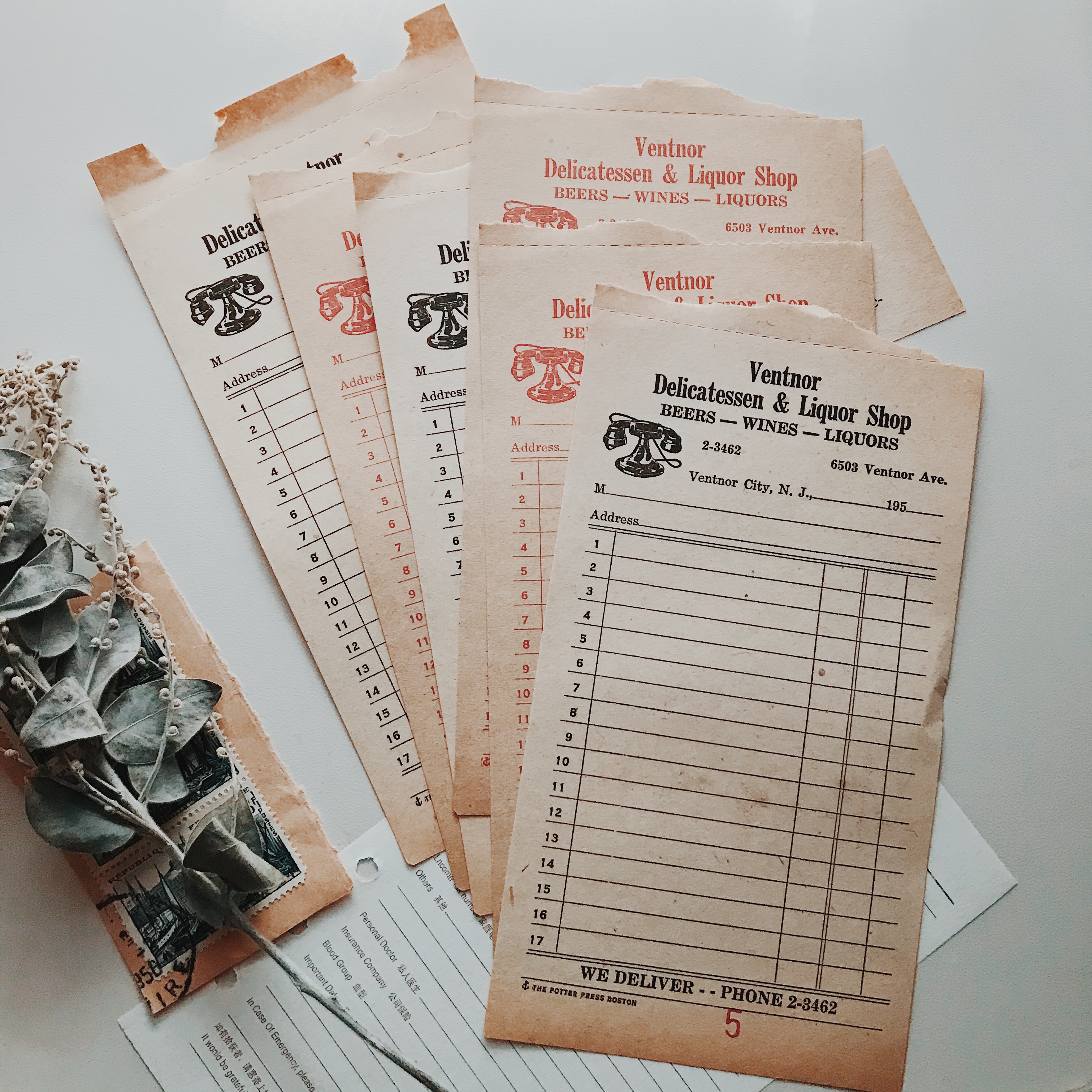 Vintage Receipt Ventnor Delicatessen & Liquor Shop (set of 6 pcs ...